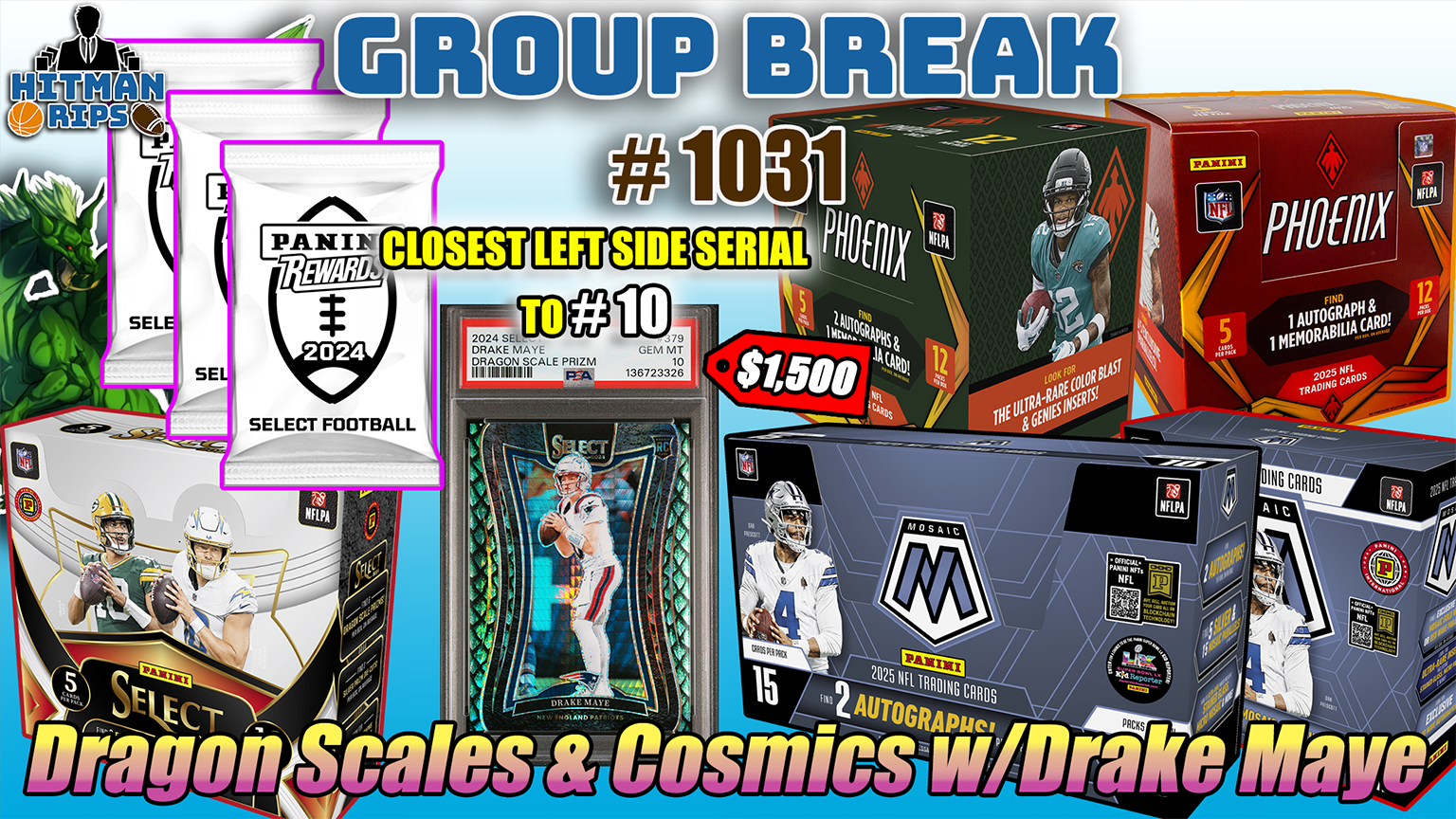 Group Break # 1031 - Dragon Scales & Cosmics w/Drake Maye – Hitman Rips