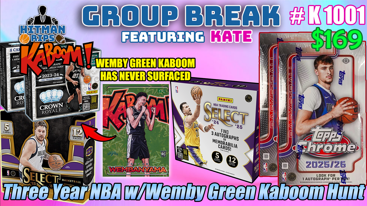 Group Break # K 1001 - Three Year NBA w/Wemby Green Kaboom Hunt ...